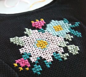 How to Make a DIY Embellished Sweater With Cross Stitch | Upstyle