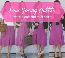 Four Spring Outfits With A Colorful Midi Skirt | Upstyle