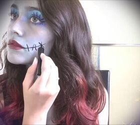 How to Do The Nightmare Before Christmas Sally Costume Makeup | Upstyle