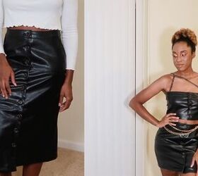 This Sexy DIY Leather Two-piece Set Was Made From a Thrifted Skirt ...