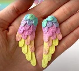 How to Make Polymer Clay Wing Earrings in Angelic Rainbow Colors | Upstyle