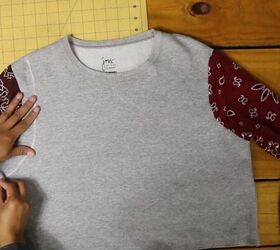 2 Easy DIY Sweatshirt Refashions: Making Bandana & Flannel Sleeves ...