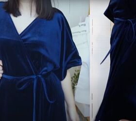 How to Sew a Cute Velvet Dress With a Wrap Top & Long Flowy Skirt | Upstyle
