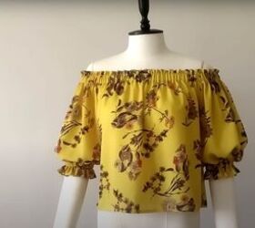 How to Sew a DIY Bardot Top With Cute Puff Sleeves | Upstyle