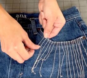 2 DIY Jean Redesigns: Bling Rhinestone Trim & Cute Painted Daisies ...