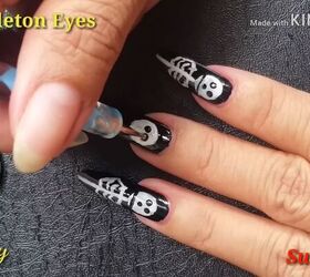 Skeleton Nail Design Tutorial for Halloween | Upstyle