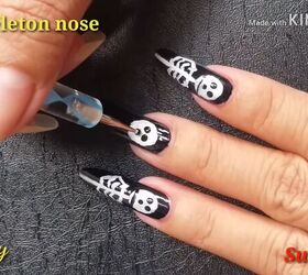 Skeleton Nail Design Tutorial for Halloween | Upstyle