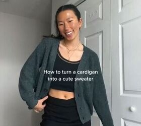 An Easy Hack to Crop Your Cardigan and Change It's Neckline | Upstyle